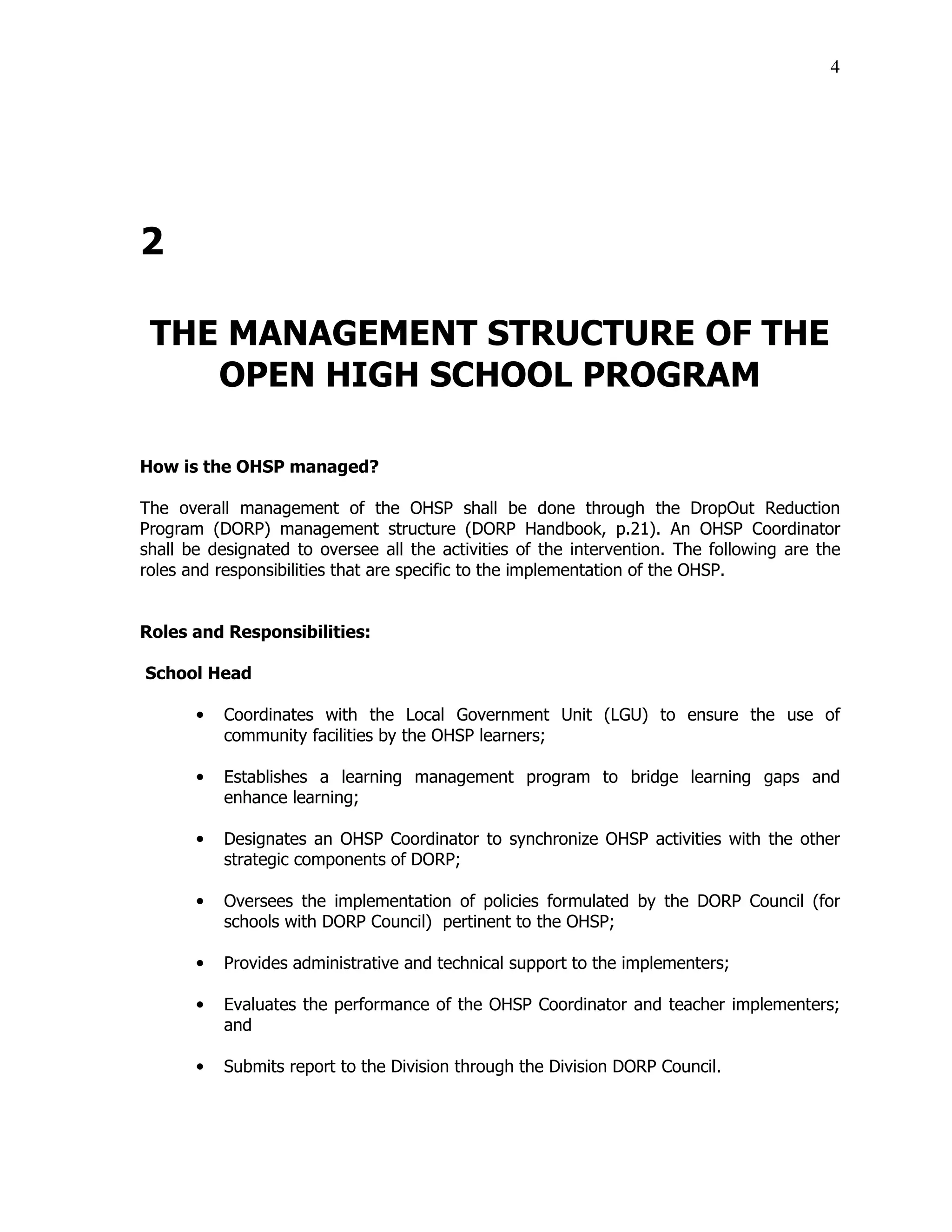 Open High School Program Handbook | PDF