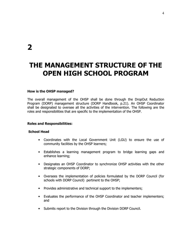 Open High School Program Handbook | PDF