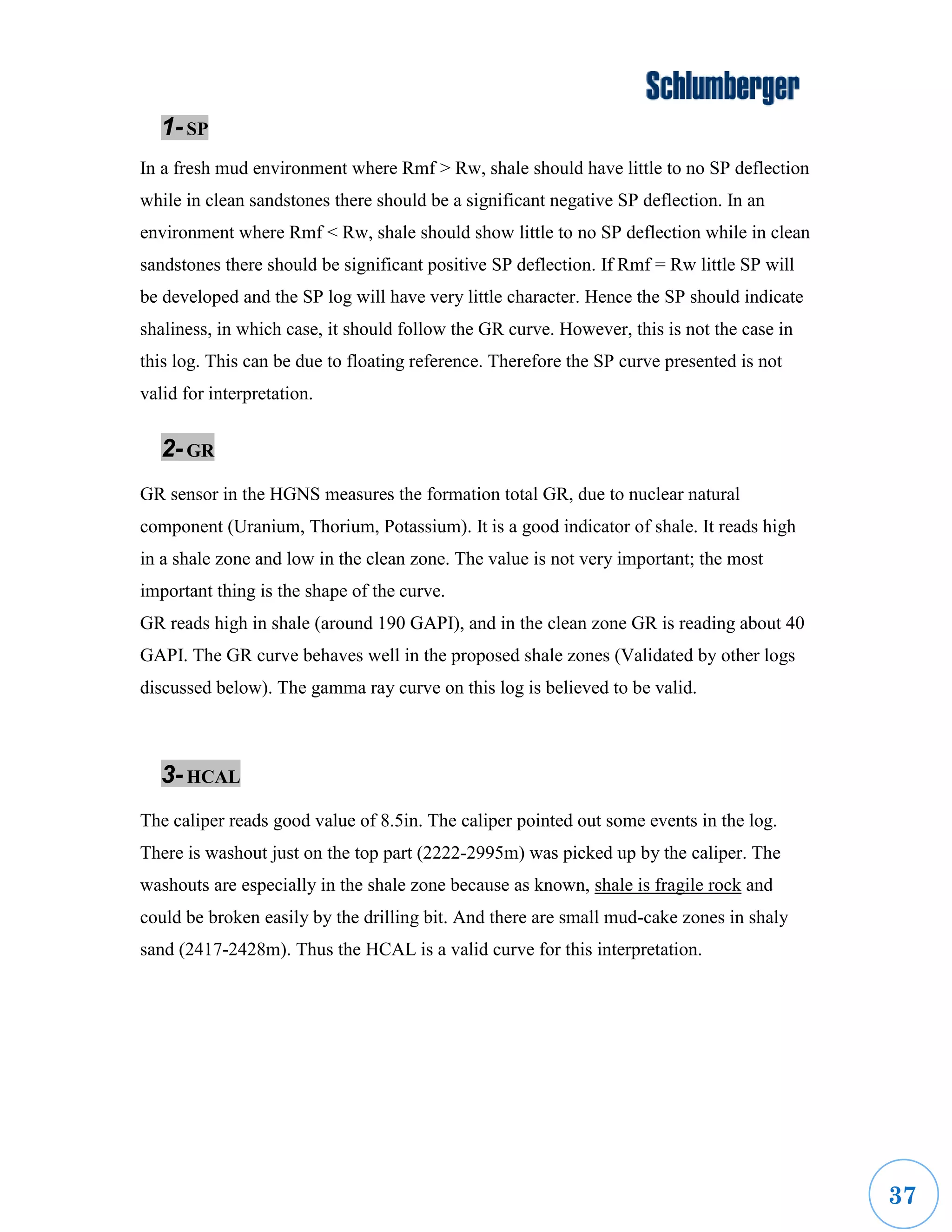 Openhole wireline logging and interpretation schlum. report-33-46 | PDF