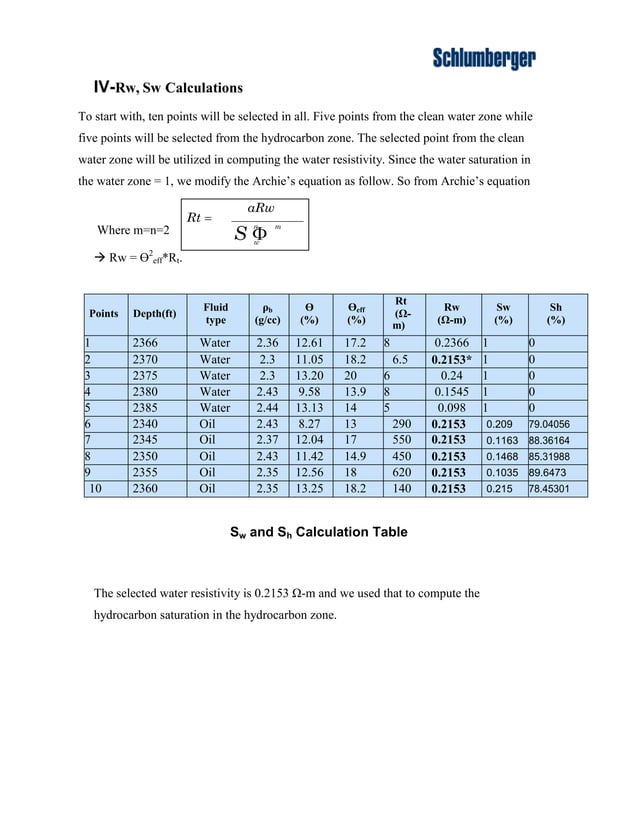 Openhole wireline logging and interpretation schlum. report-33-46 | PDF