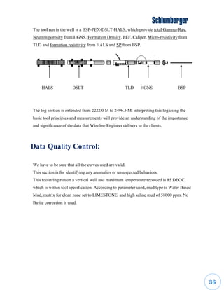 Openhole wireline logging and interpretation schlum. report-33-46 | PDF