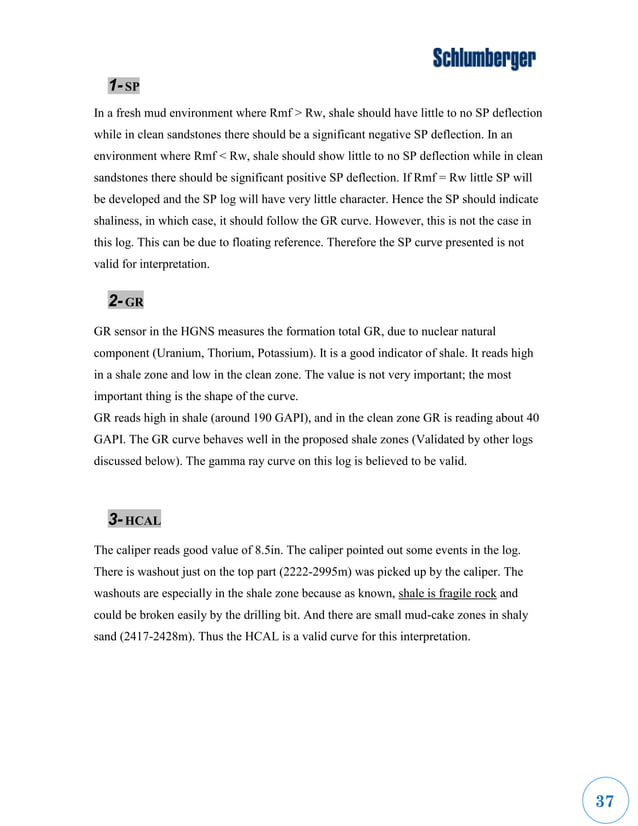 Openhole wireline logging and interpretation schlum. report-33-46 | PDF