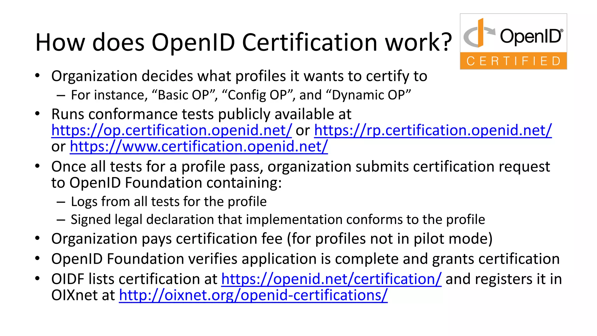 OIDF Workshop 4/29/2019 -- OpenID Certification Update | PDF | Computer Software and ...