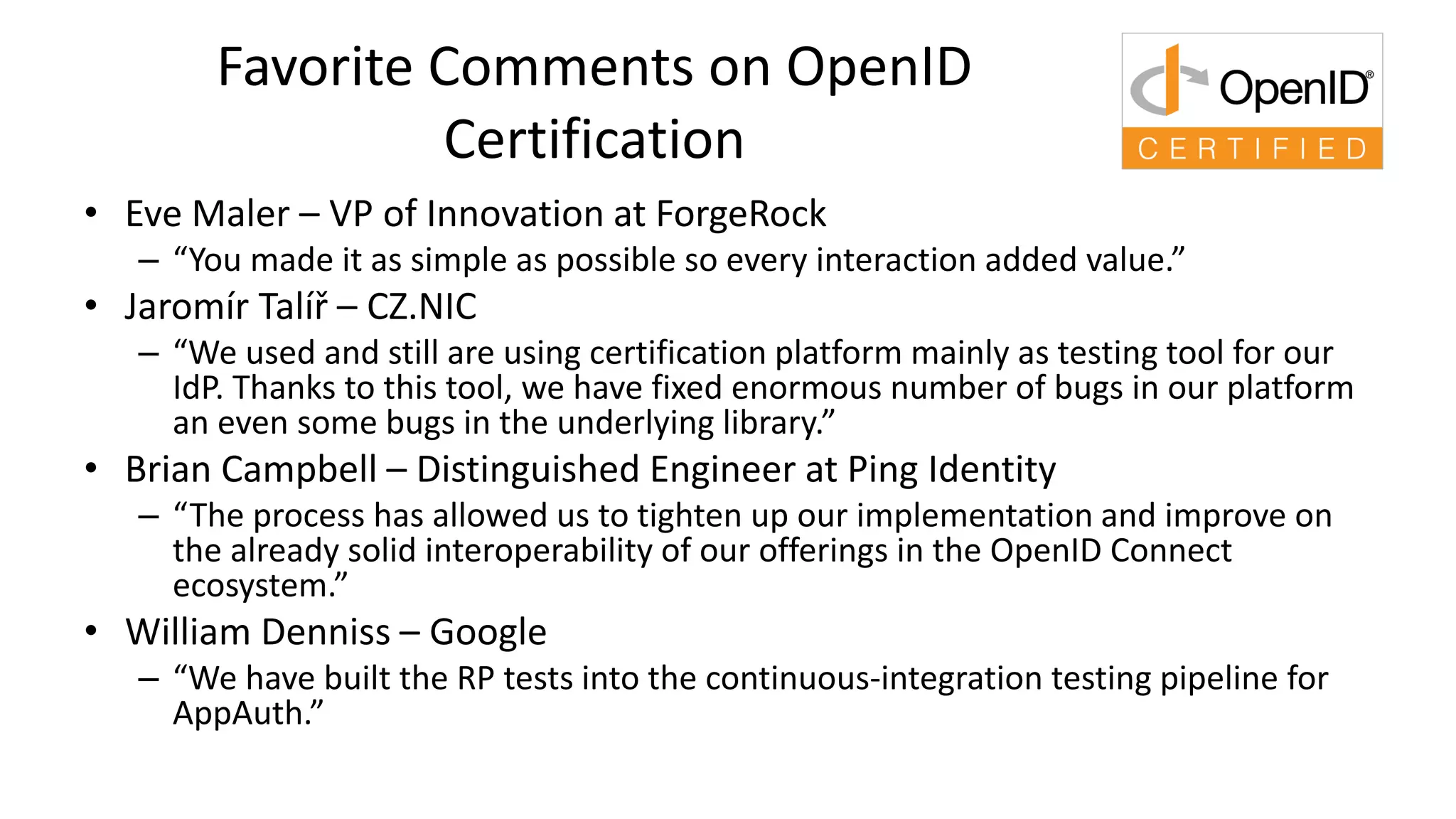 OIDF Workshop 4/29/2019 -- OpenID Certification Update | PDF | Computer Software and ...