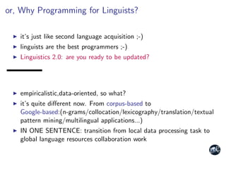 python for linguists | PDF | Programming Languages | Computing