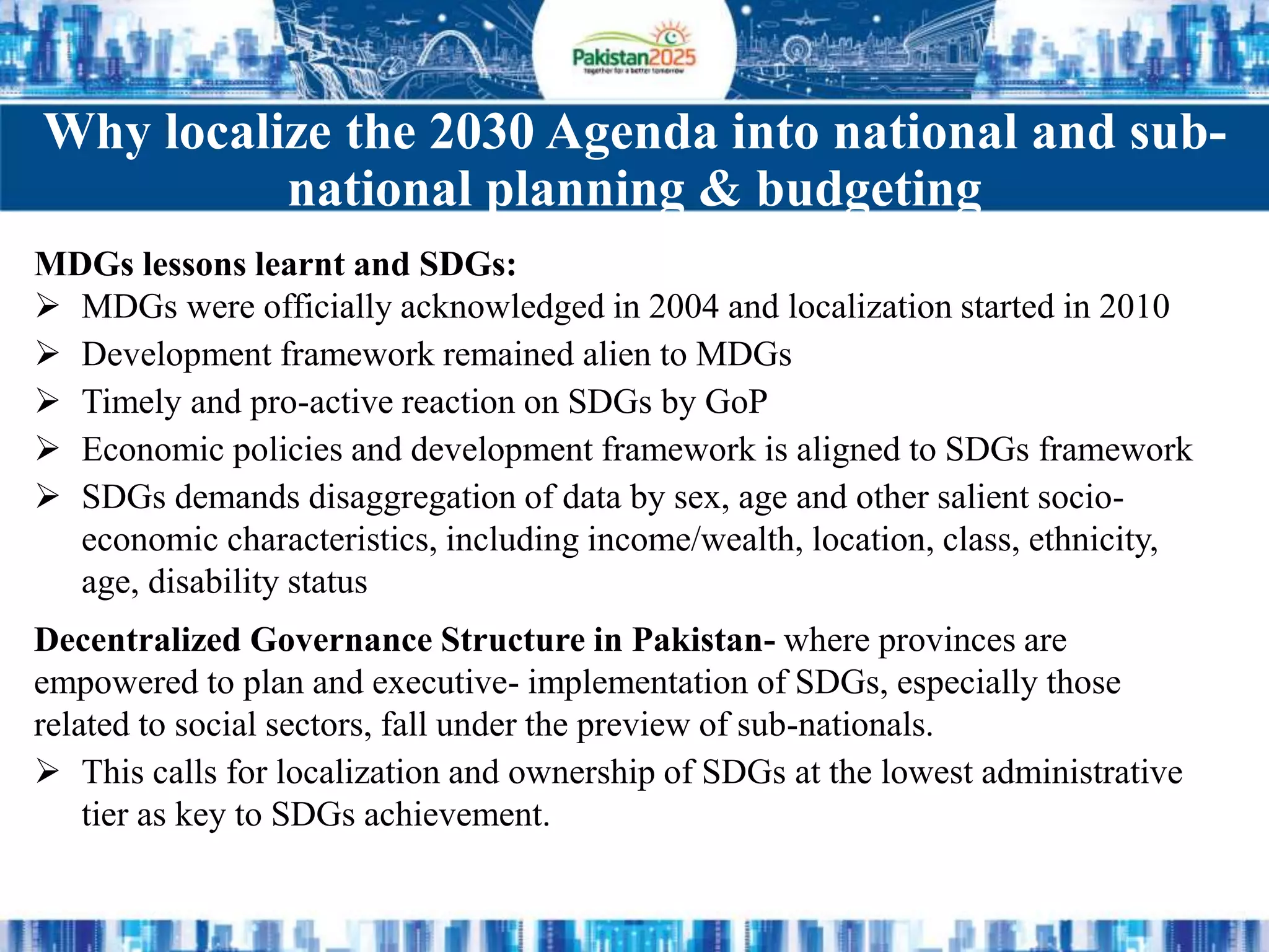 Localizing SDGs in Pakistan | PPTX