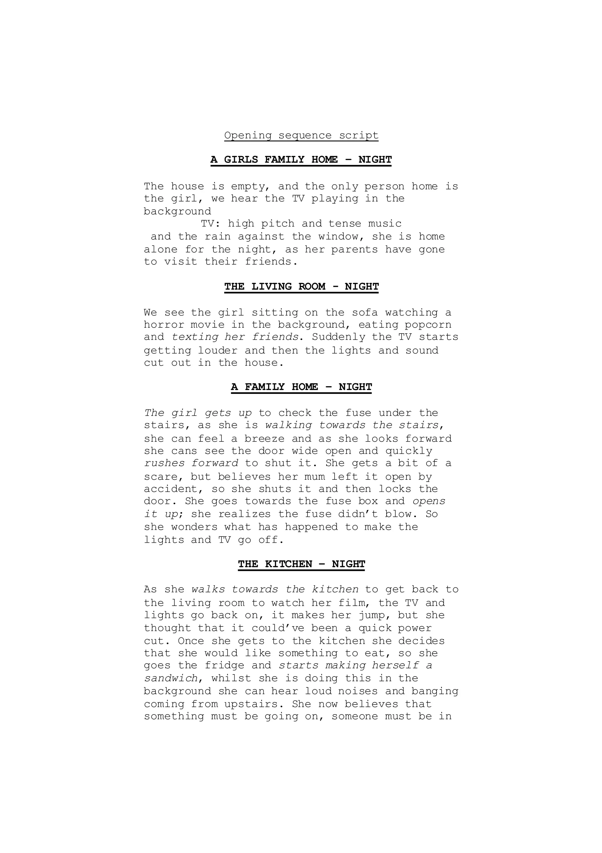 Opening sequence Script - Nicole Clark | PDF
