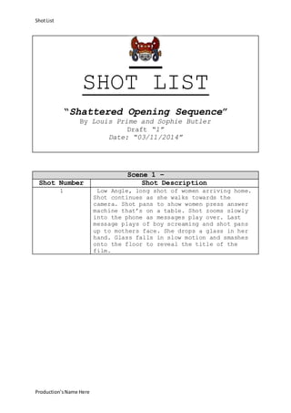 Opening sequence-shot-list | DOCX