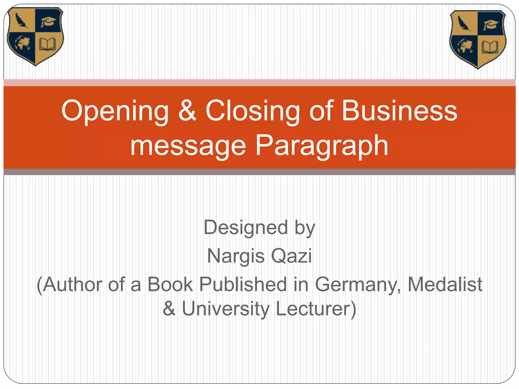 Opening and closing of business message | PPT
