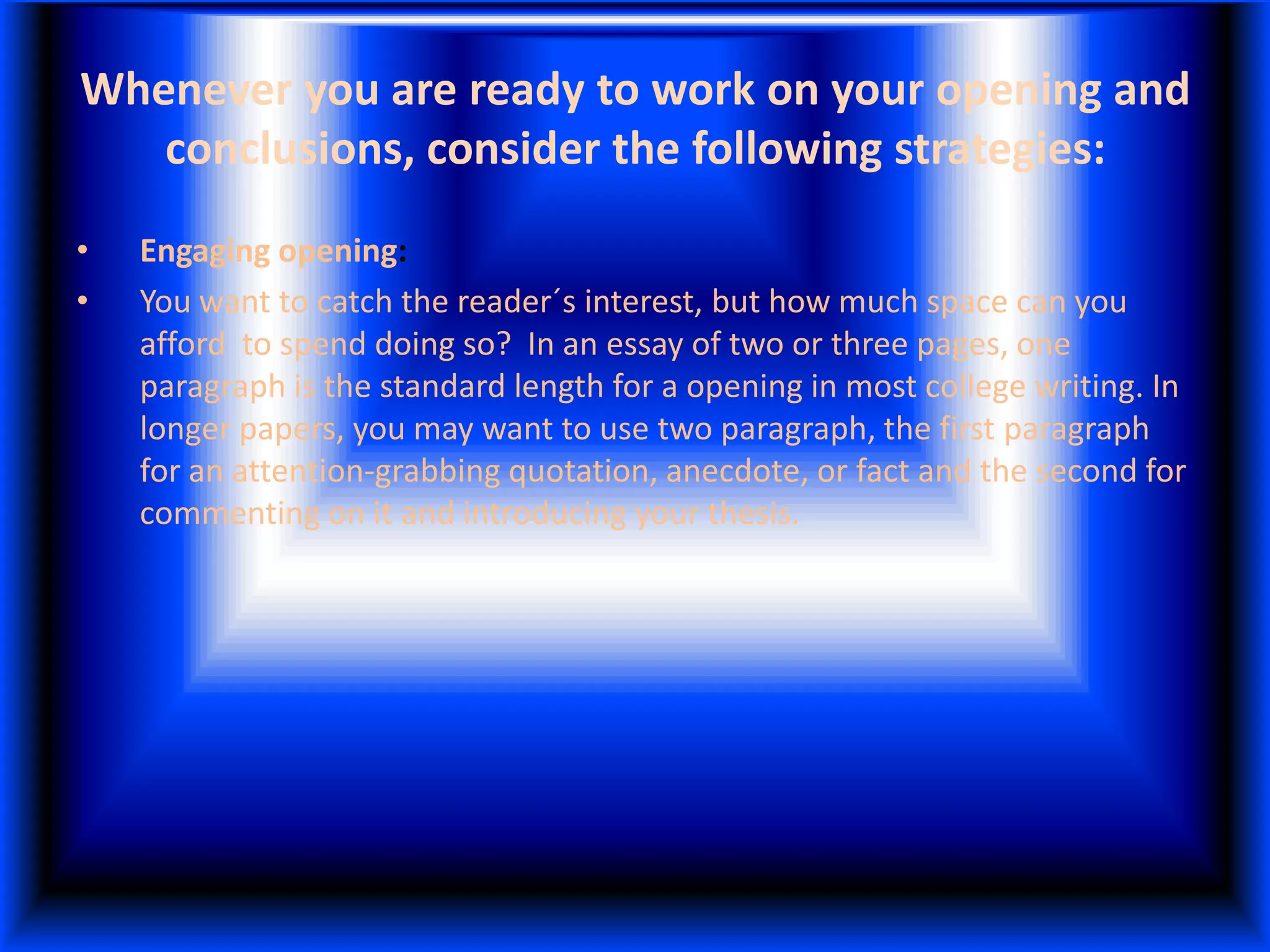 Opening and conclusions | PPT