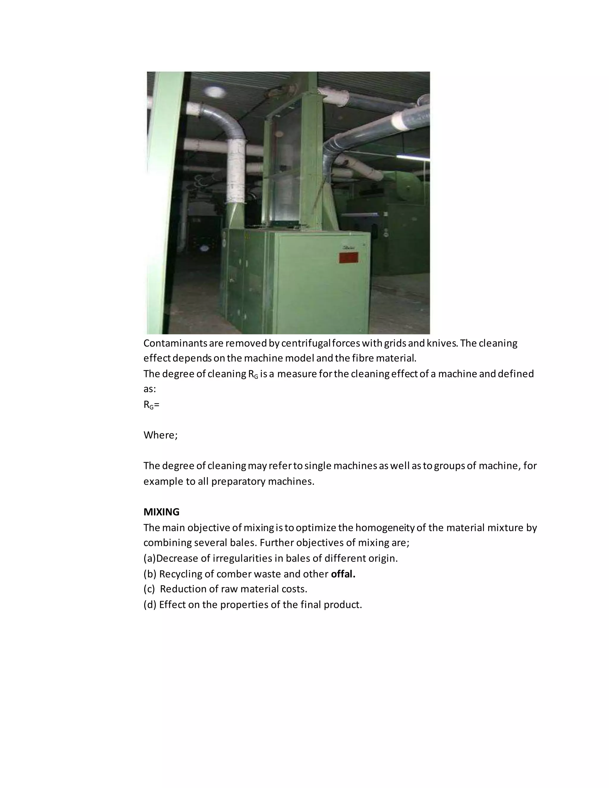 Opening, cleaning, mixing & blending | DOCX