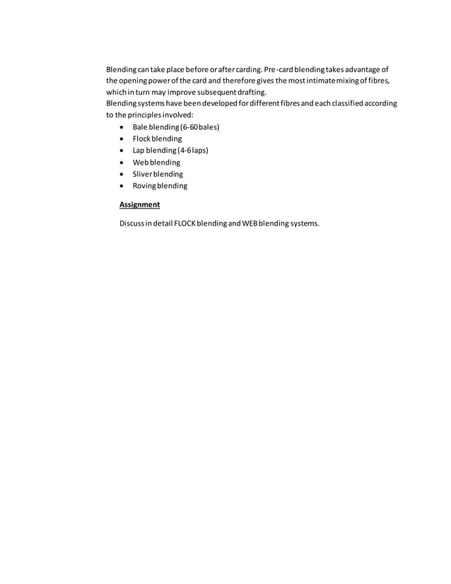 Opening, cleaning, mixing & blending | DOCX