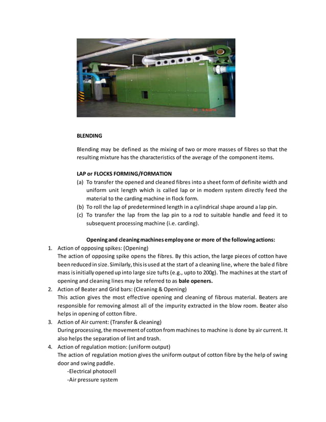 Opening, cleaning, mixing & blending | DOCX