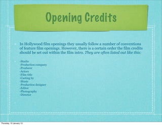 Opening credits presentation | PDF | Movies | Entertainment