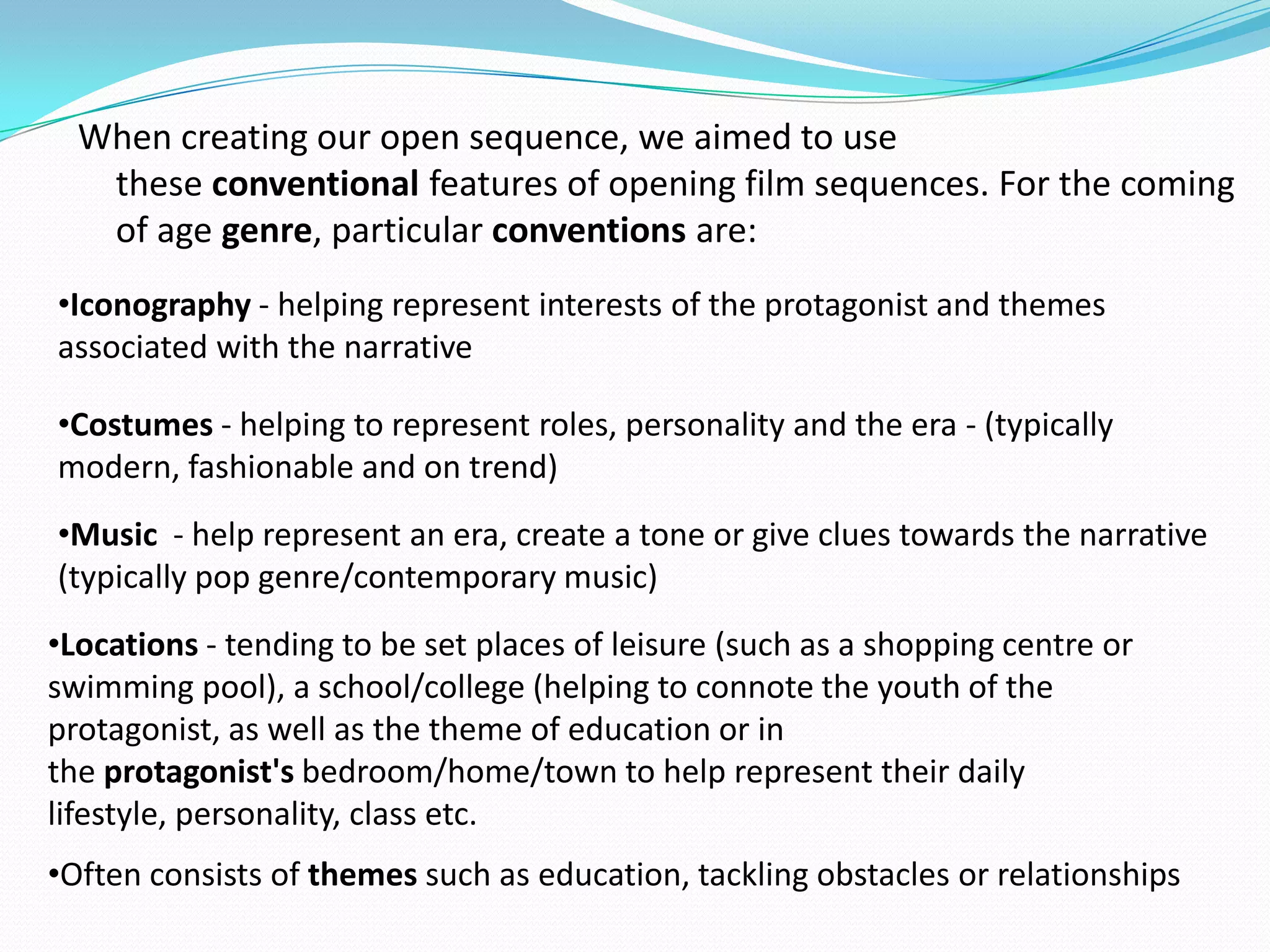 Opening film sequences & coming of age genre | PPTX