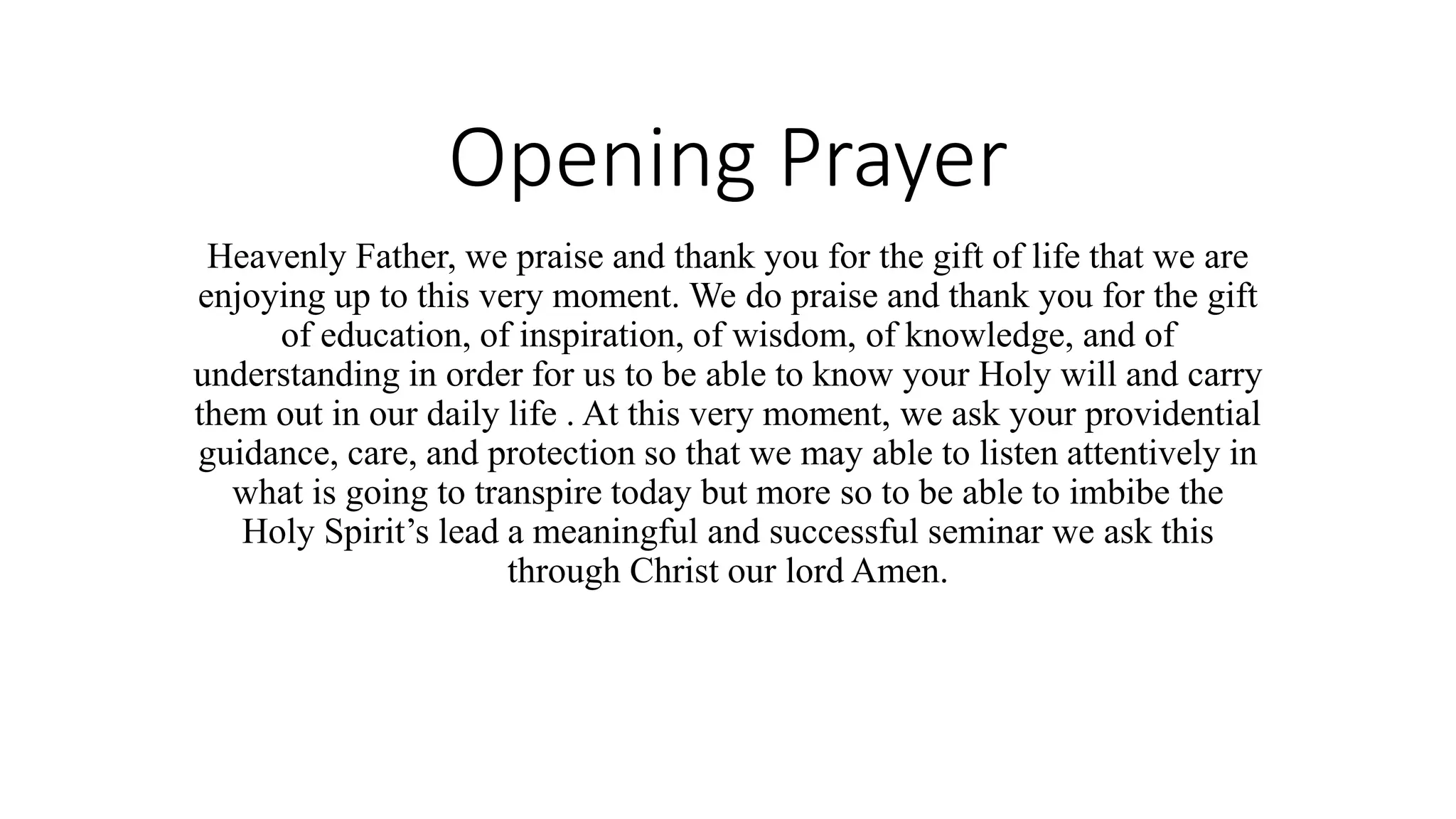 Opening Prayer for seminars and webinars | PPTX