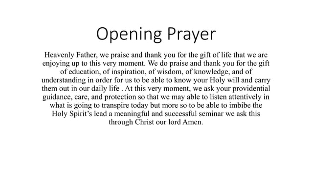 Opening Prayer for seminars and webinars | PPTX