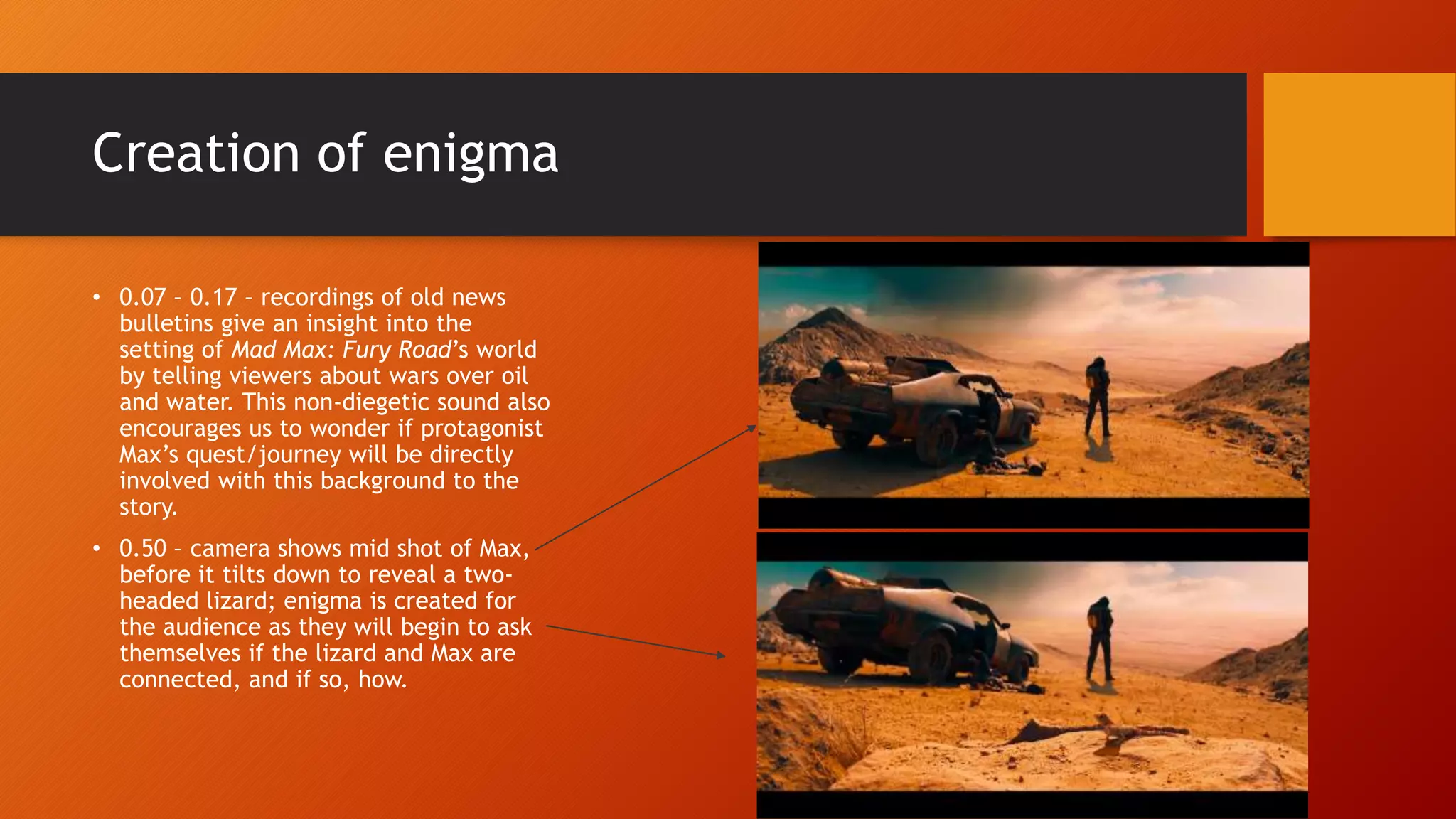 Opening scene analysis Mad Max Fury Road | PPTX