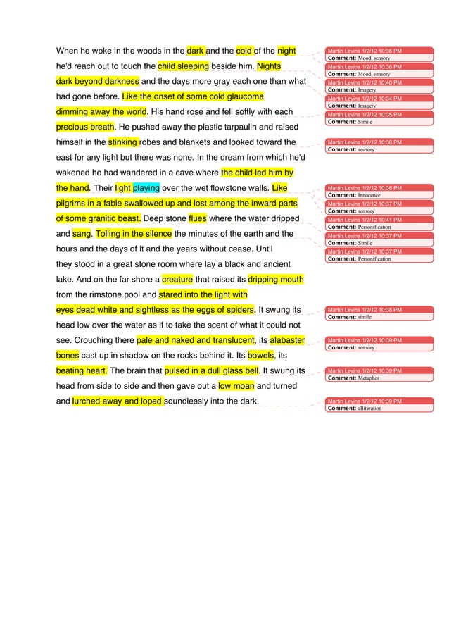 Opening section the road annotated | PDF