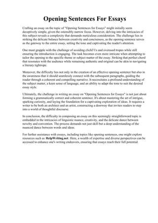 Opening Sentences For Essays.pdf