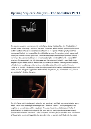 Opening Sequence Analysis - The Godfather Part 1 | DOCX
