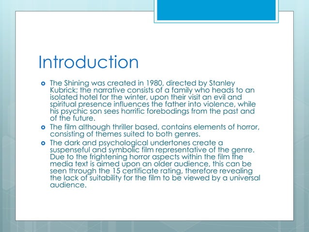 Opening Sequence Analysis- The Shining | PPT