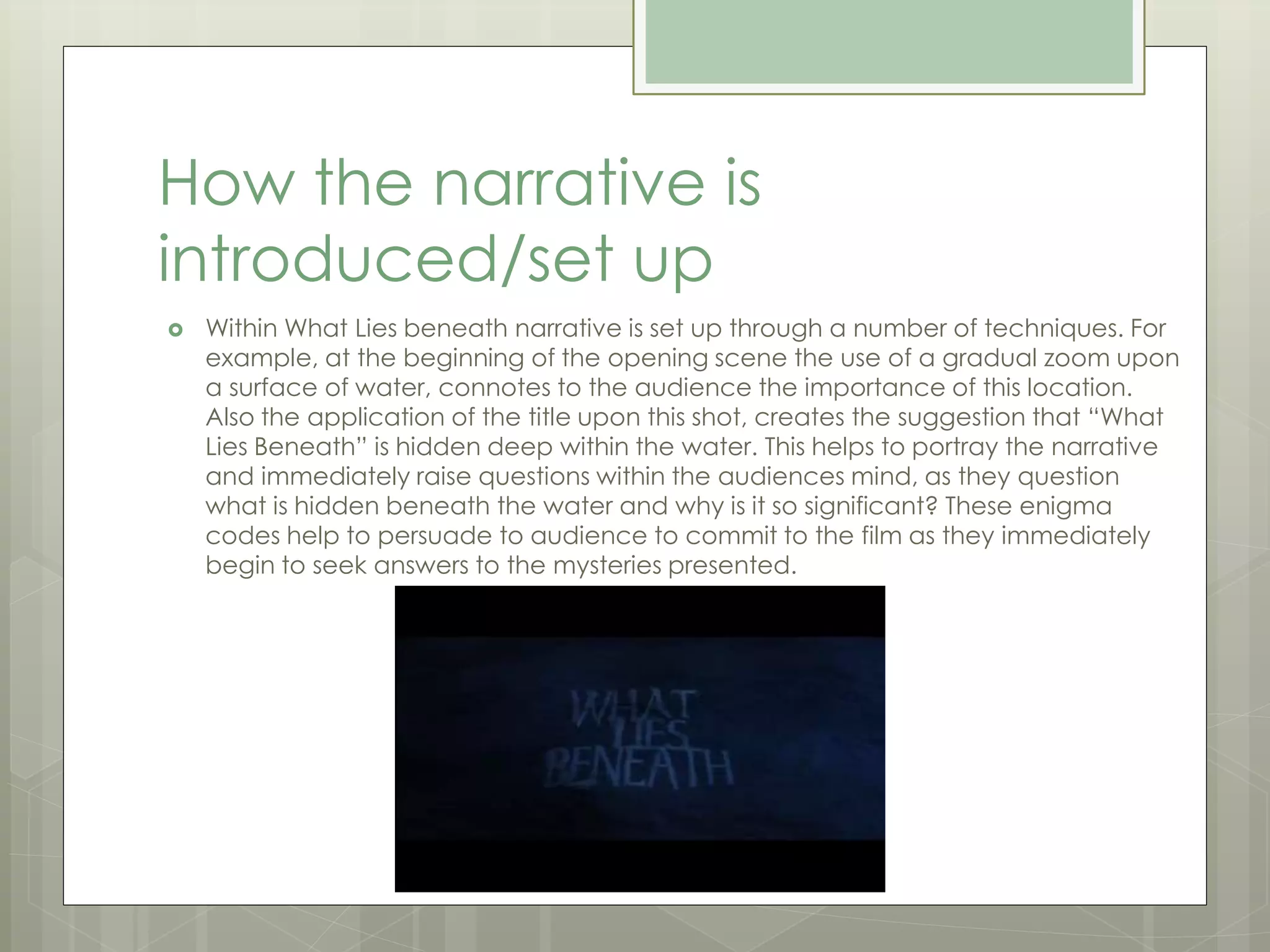 Opening sequence analysis- What Lies Beneath | PPTX