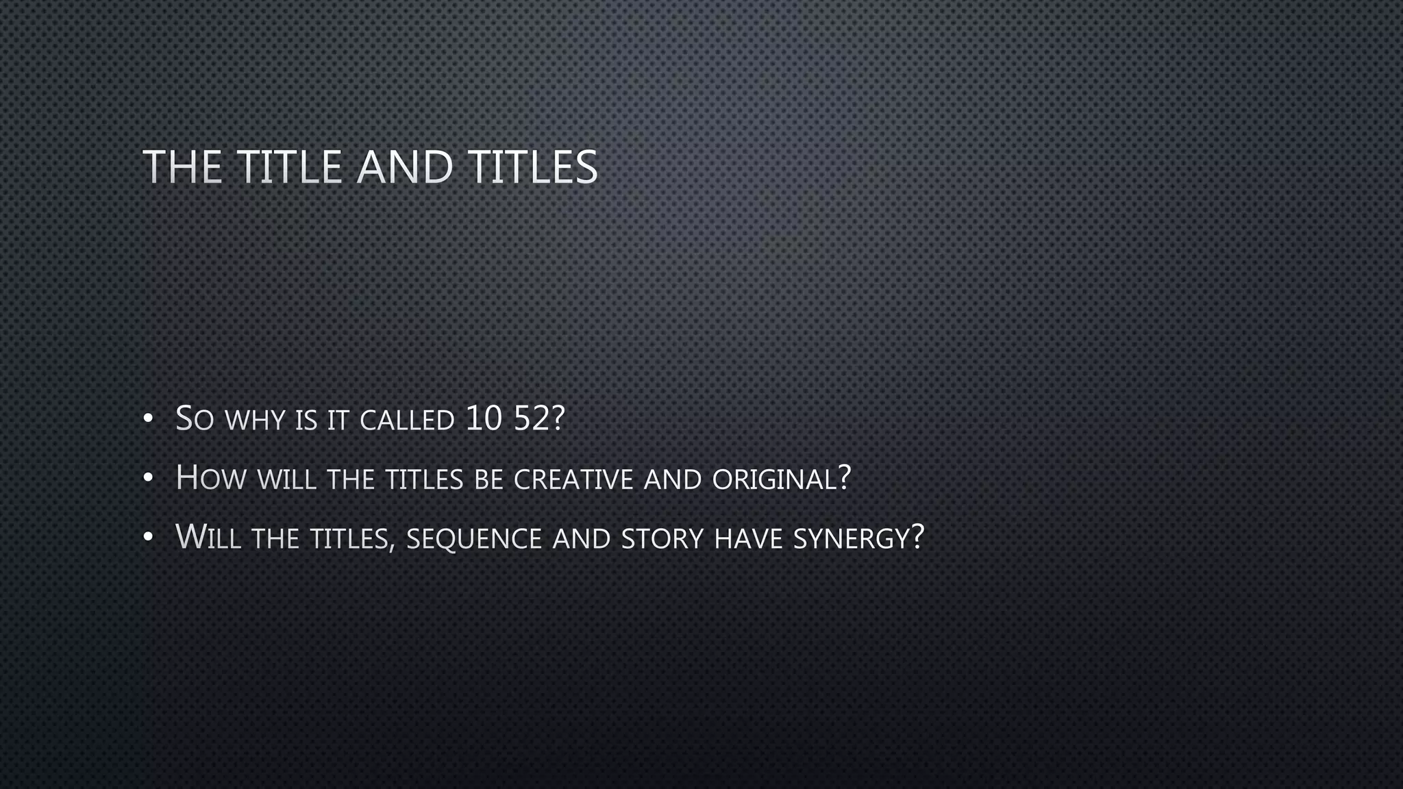 Opening sequence presentation | PPTX