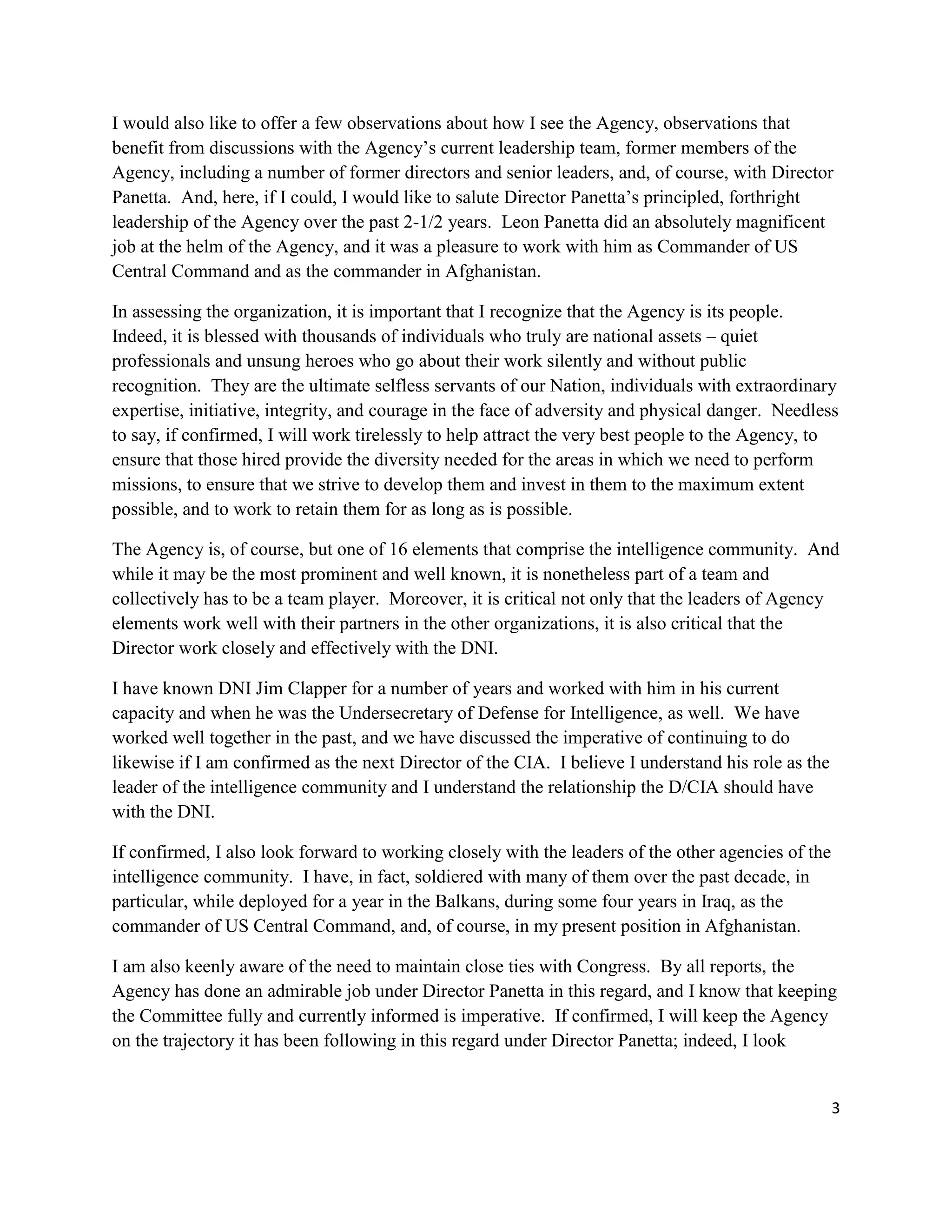 Opening Statement of General David H. Petraeus | PDF | Defense Industry ...