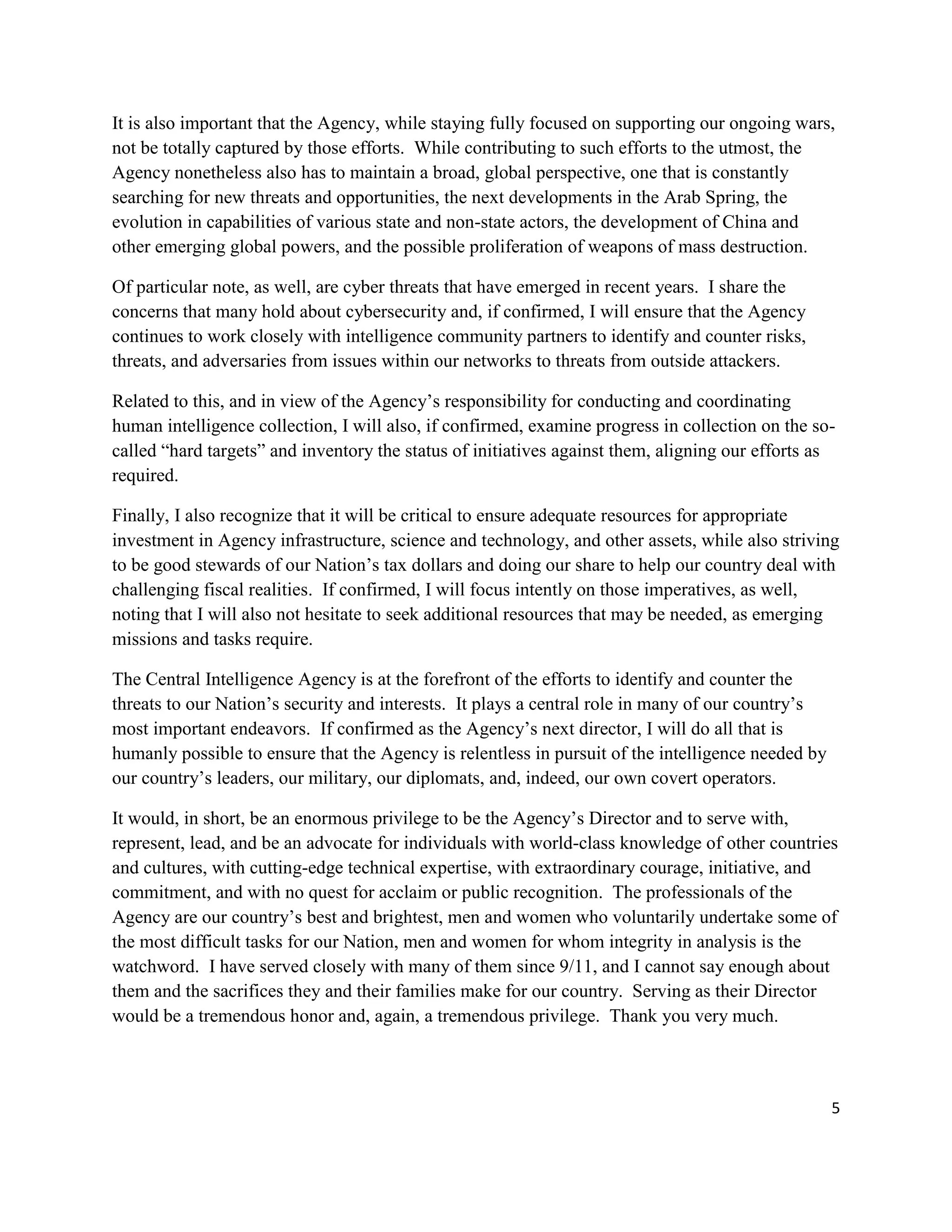 Opening Statement of General David H. Petraeus | PDF | Defense Industry ...