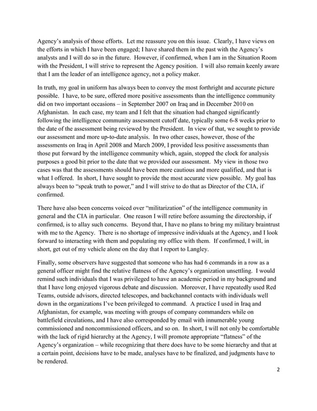 Opening Statement of General David H. Petraeus | PDF | Defense Industry ...