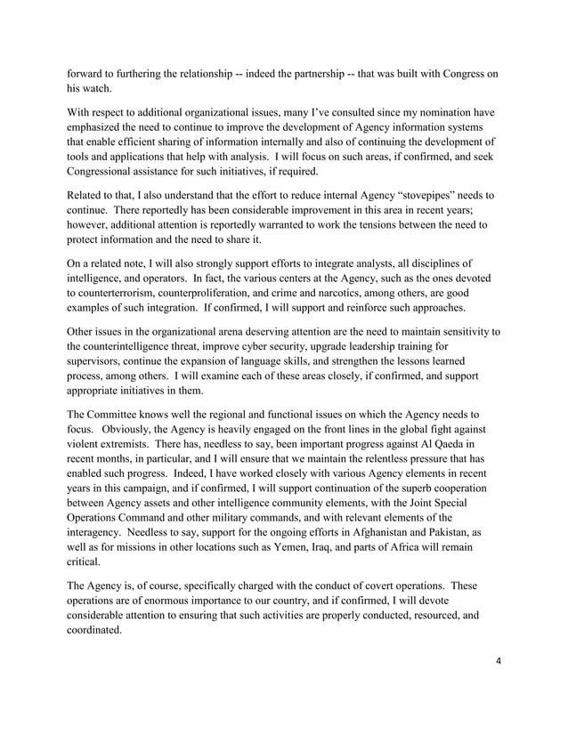 Opening Statement of General David H. Petraeus | PDF | Defense Industry ...