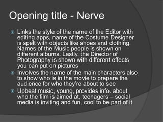 Analysis Of Opening Titles | PPT