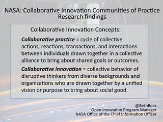 NASA: Collaborative Innovation for 2014 Open Innovation Conference | PDF