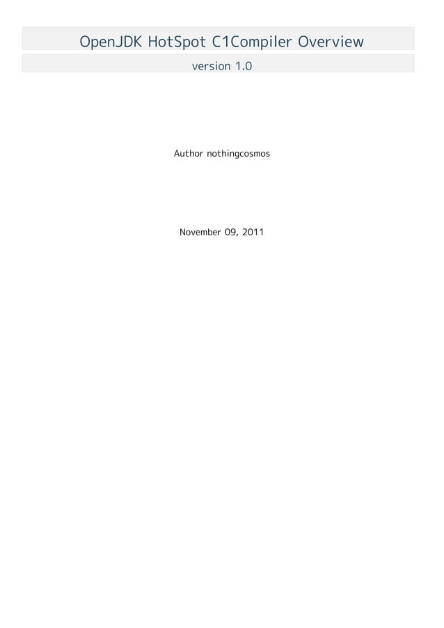 OpenJDK HotSpot C1Compiler Overview | PDF