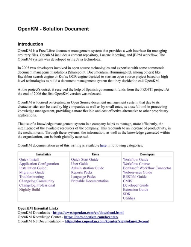 OpenKM Solution Document | PDF