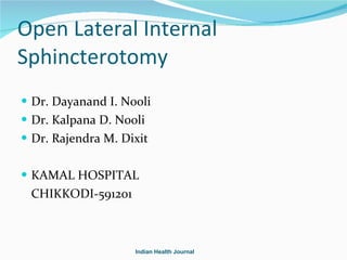 Lateral Internal Sphincterotomy