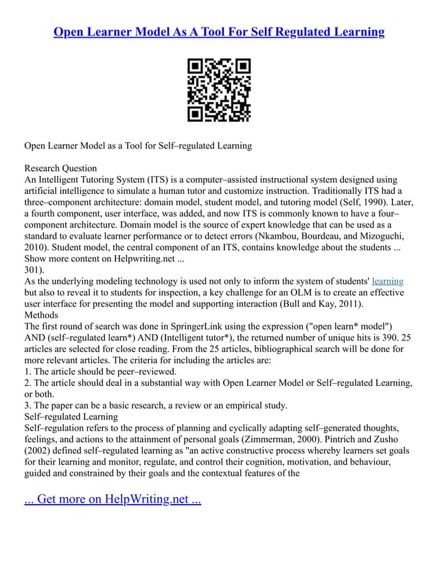 Open Learner Model As A Tool For Self Regulated Learning | PDF