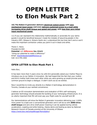 Open Letter To Elon Musk Part 2 | PDF