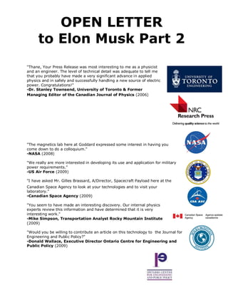 Open Letter To Elon Musk Part 2 | PDF