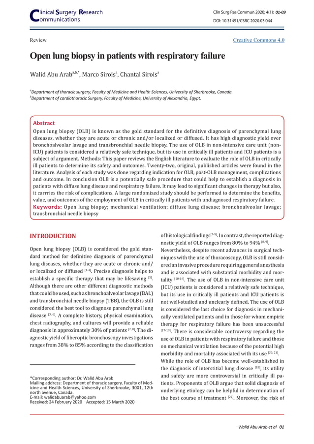 Open lung biopsy in patients with respiratory failure | PDF