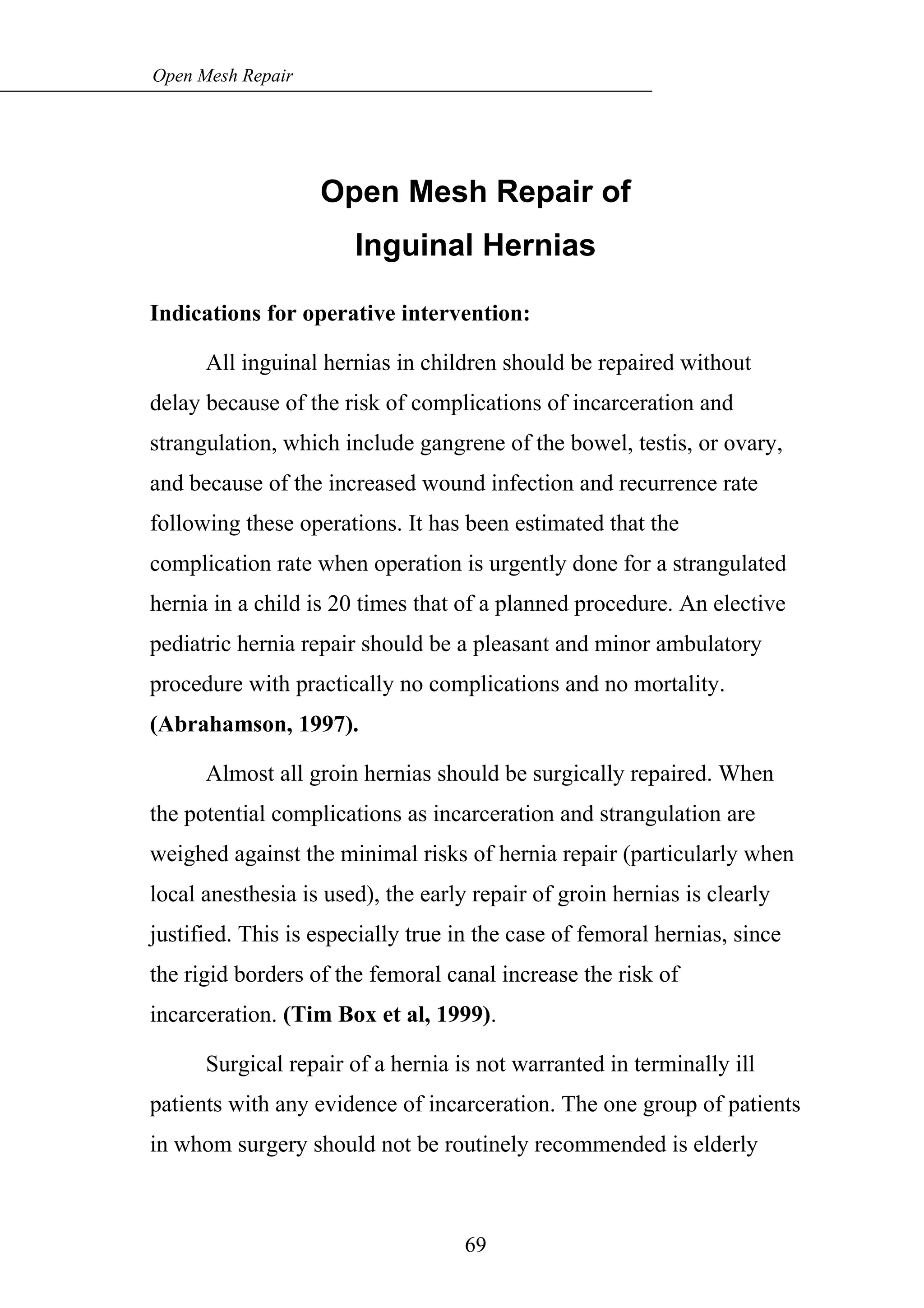 Open mesh repair of inguinal hernias | PDF