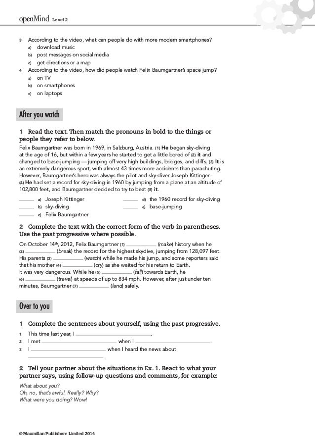Open mind 2 unit 1 class video worksheet | PDF