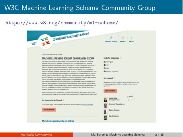 ML Schema: Machine Learning Schema ML Schema: Machine Learning Schema