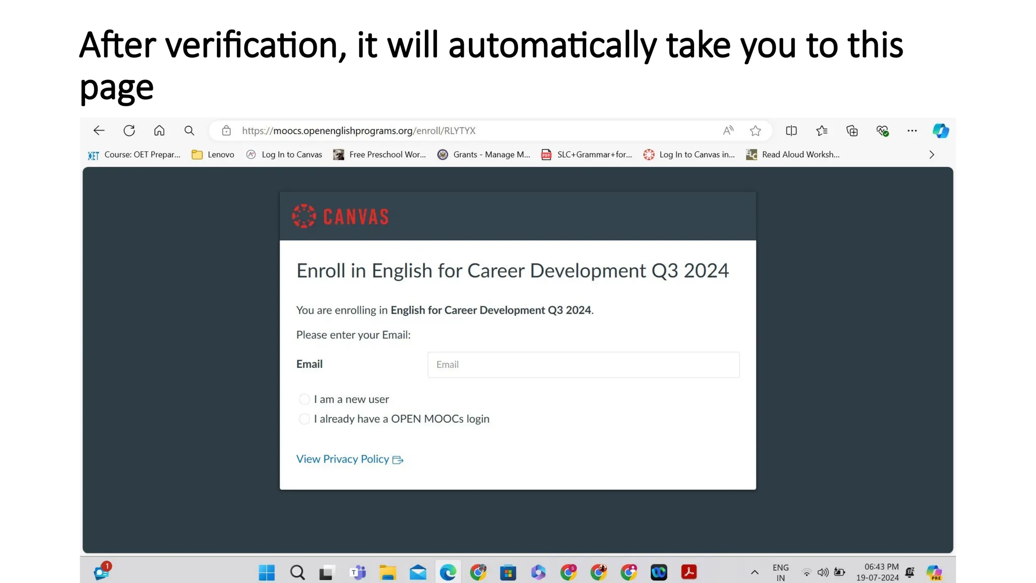 OPEN MOOC Registration process instructions | PPT