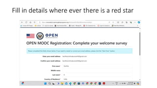 OPEN MOOC Registration process instructions | PPT | Free Download