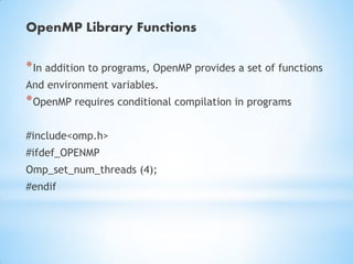 Open mp library functions and environment variables | PPT