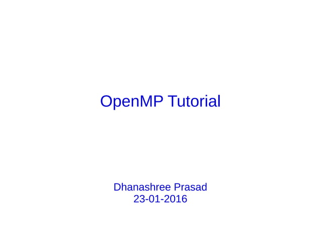 Openmp Tutorial For Beginners Ppt