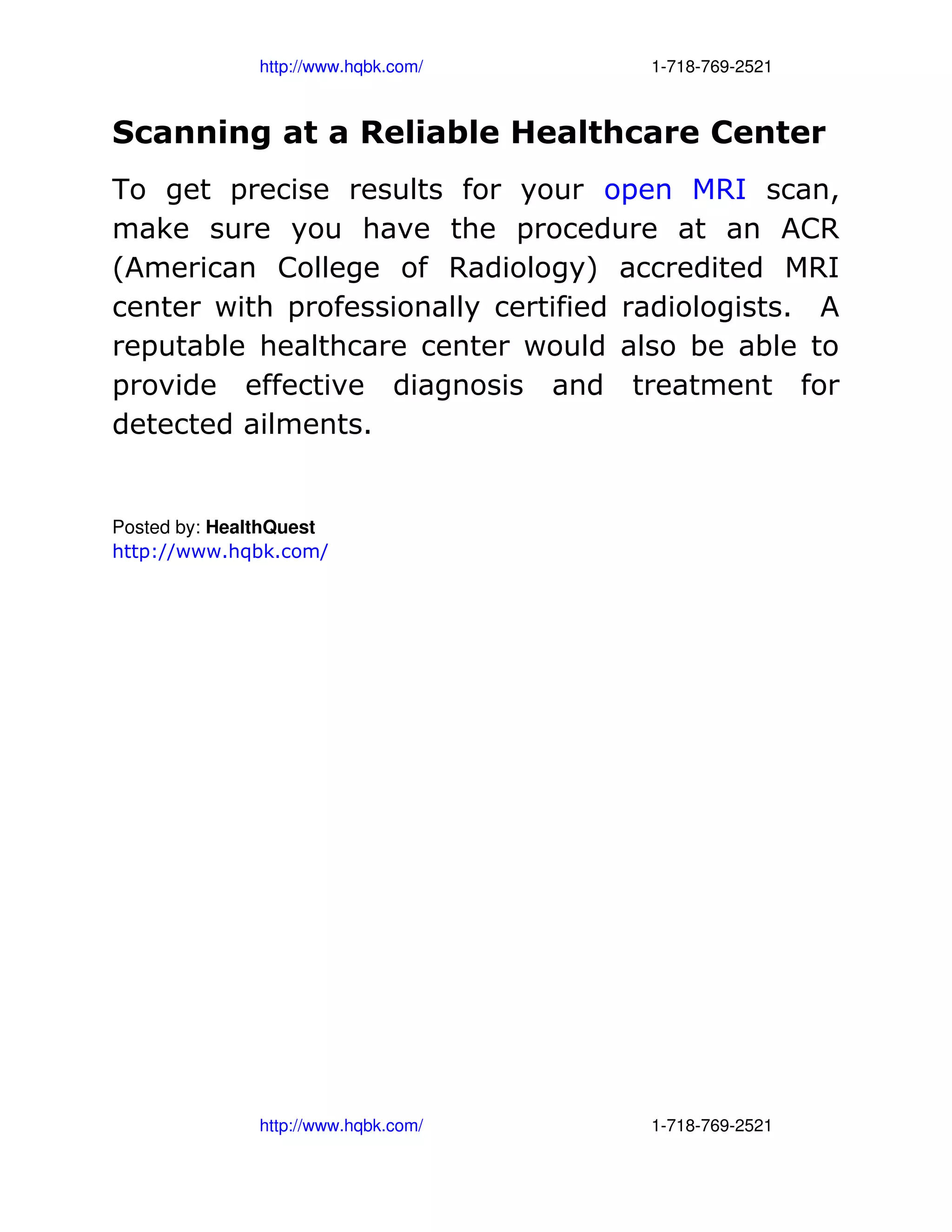 Open MRI Scan – Advantages | PDF
