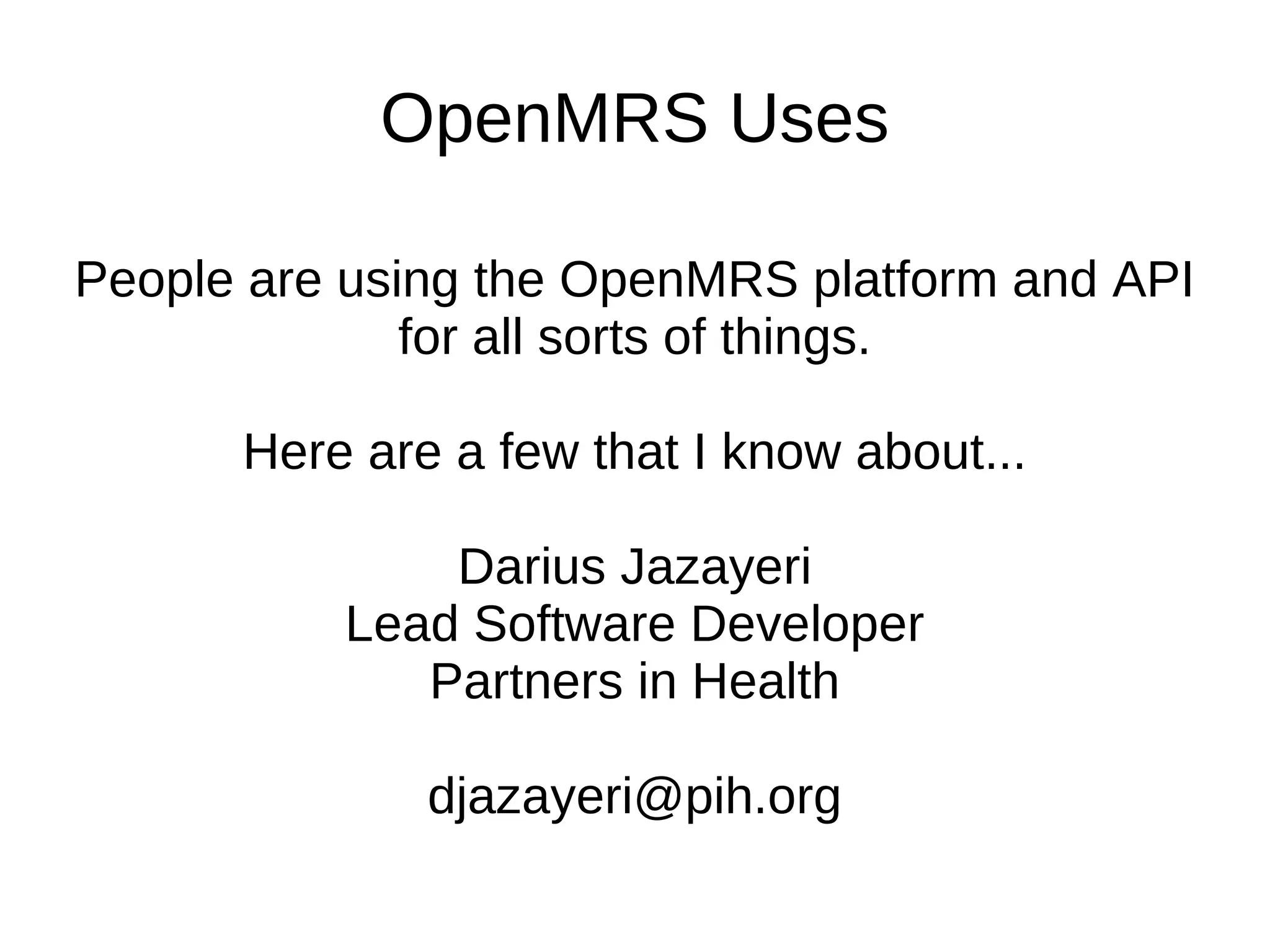 Openmrs Use Examples PDF | PDF